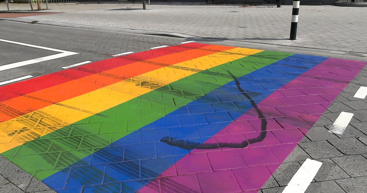 Regenboogpad Enschede moedwillig onder de remsporen: ‘Halverwege hebben ...