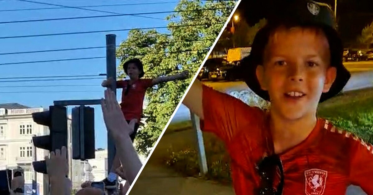 Jonathan uit Oldenzaal klimt in Salzburg hoog in lantaarnpaal en zweept ...