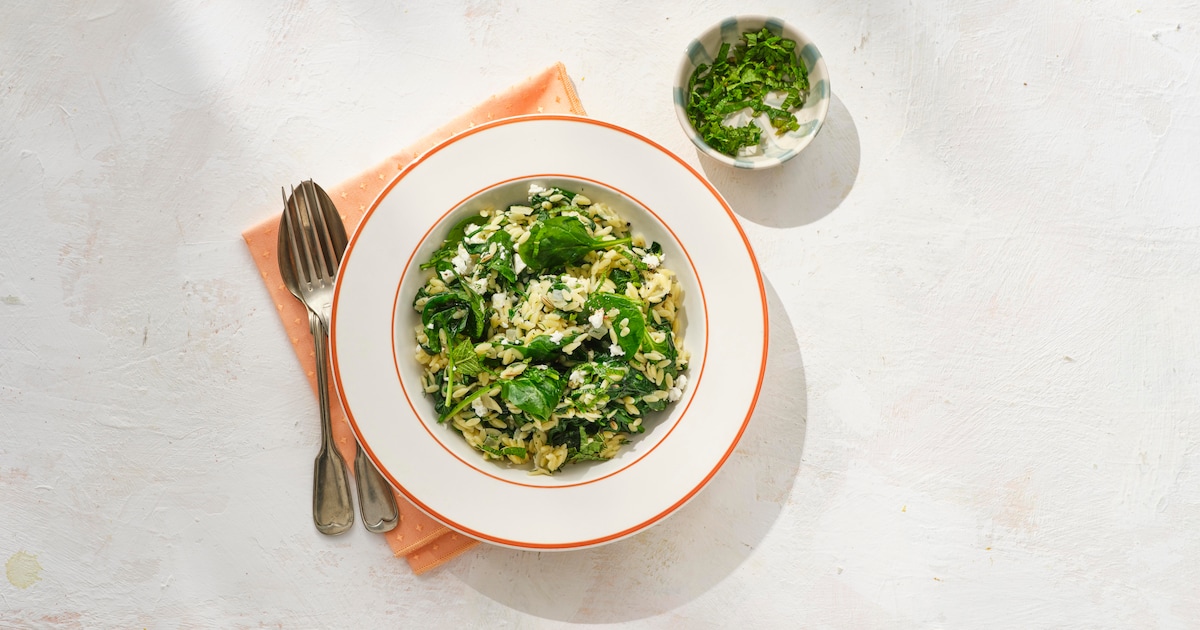 Wat Eten We Vandaag: Orzo met spinazie, feta en munt | Koken & Eten ...