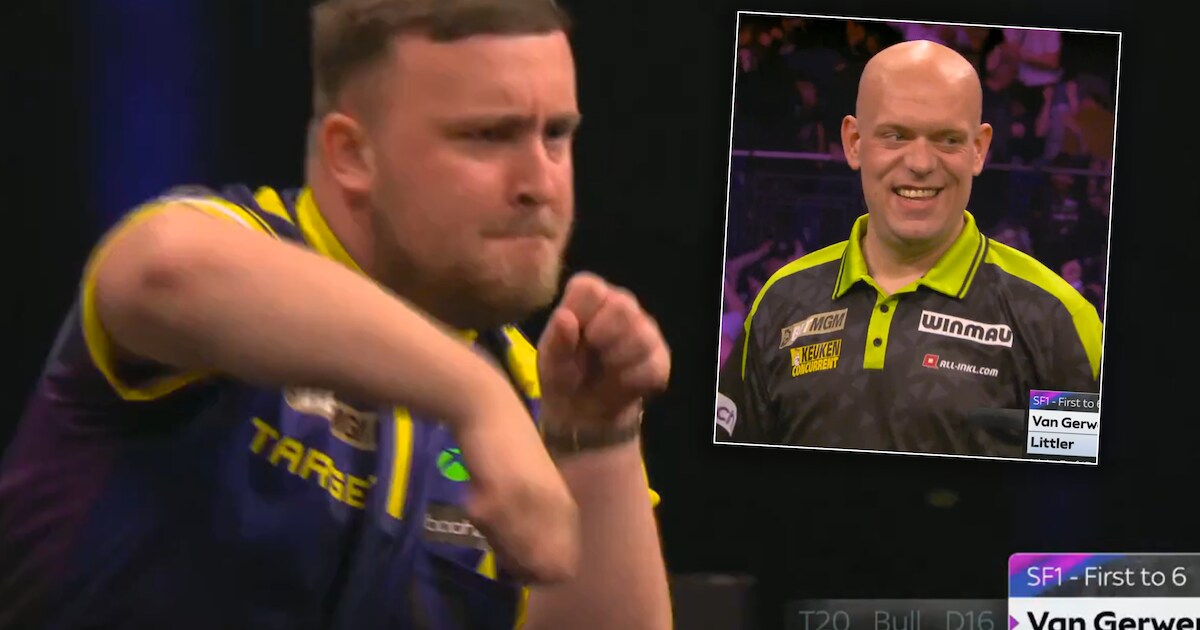 Michael van Gerwen imiteert juichgebaar Luke Littler, maar krijgt ‘m ...