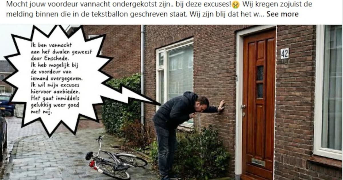 Dronken persoon in Enschede heeft spijt: ‘Heb mogelijk bij de voordeur ...